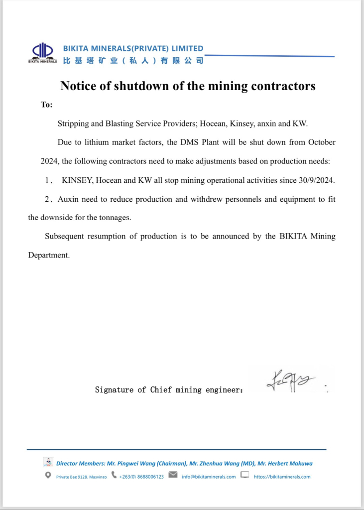 Zimbabwe/Lithium: Sinomine ralentit ses opérations à Bikita | Projet ...